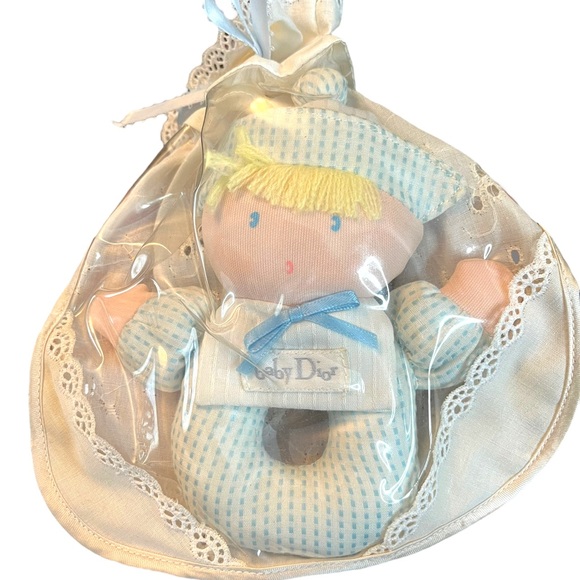 Baby Dior | Toys | Baby Dior Plush Rattle Ring Blue And White Vintage ...